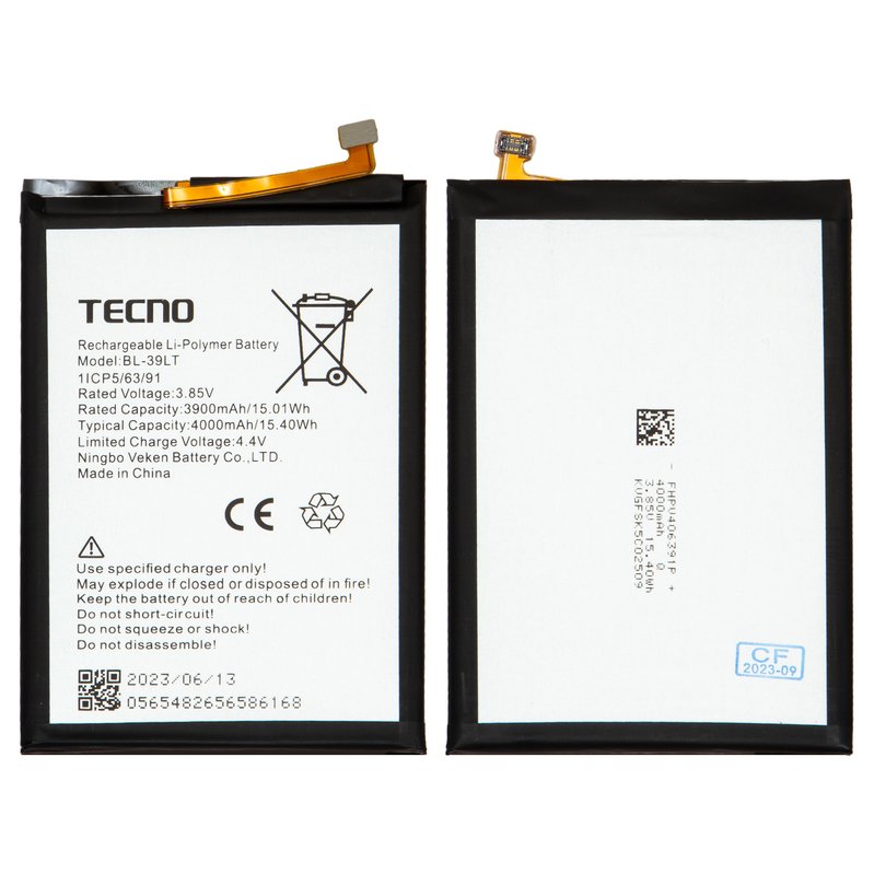 Battery BL-39LT compatible with Tecno Camon 12, Camon 12 Air (CC6 ...